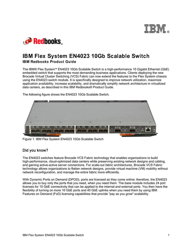 IBM Flex System EN4023 10Gb Scalable Switch | PDF
