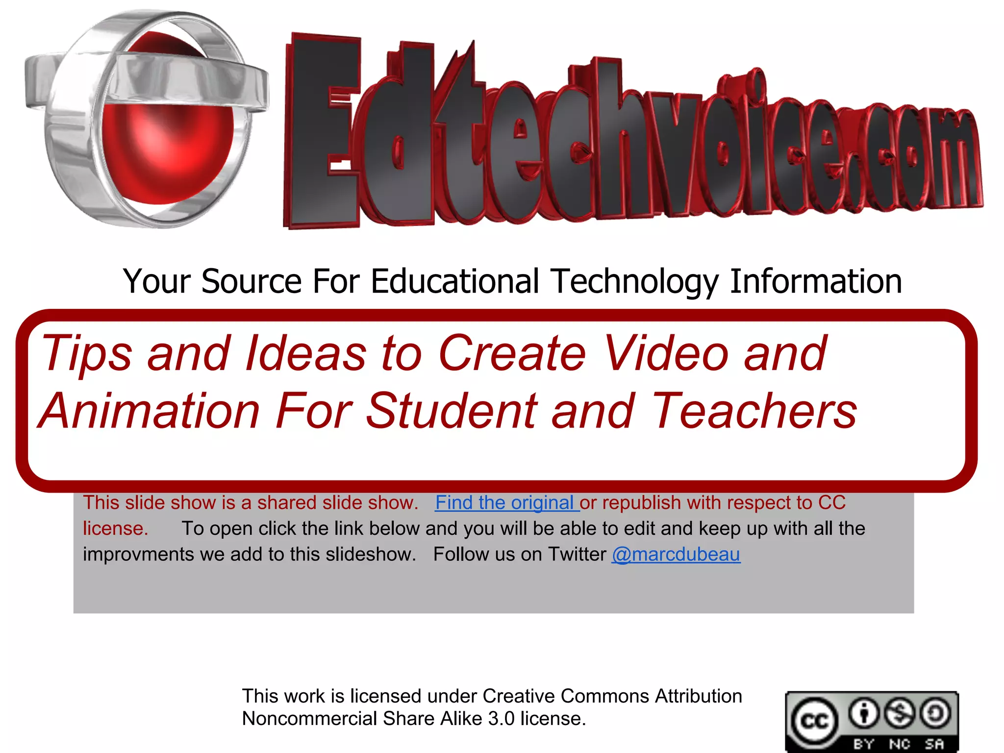 Tips and ideas to create video and animation for student and teachers ...