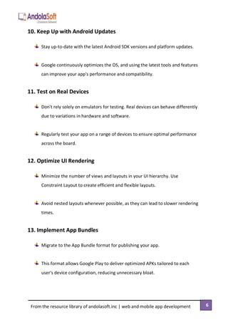 14 Tips On How To Improve Android App Performance | PDF | Operating Systems | Computer Software ...