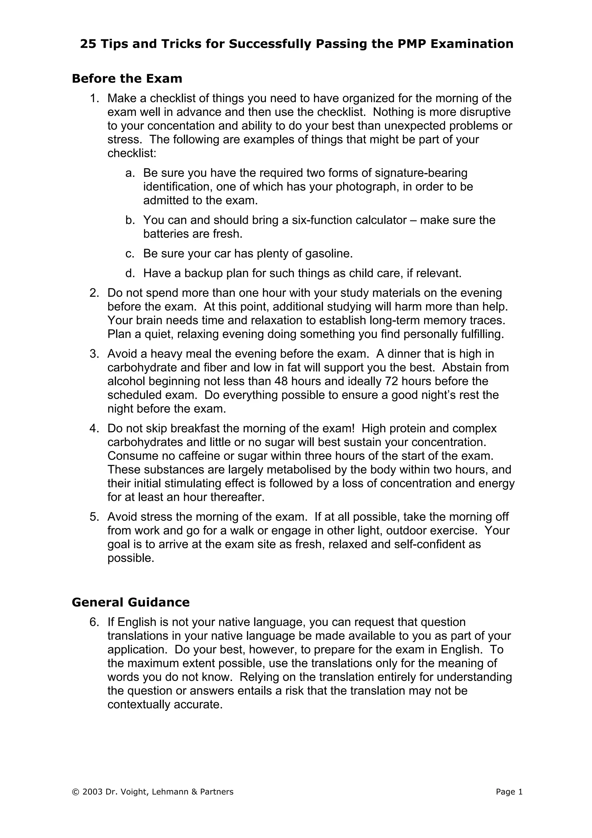 Tips and tricks for the pmp exam | PDF