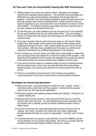 Tips and tricks for the pmp exam | PDF