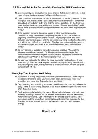 Tips and tricks for the pmp exam | PDF