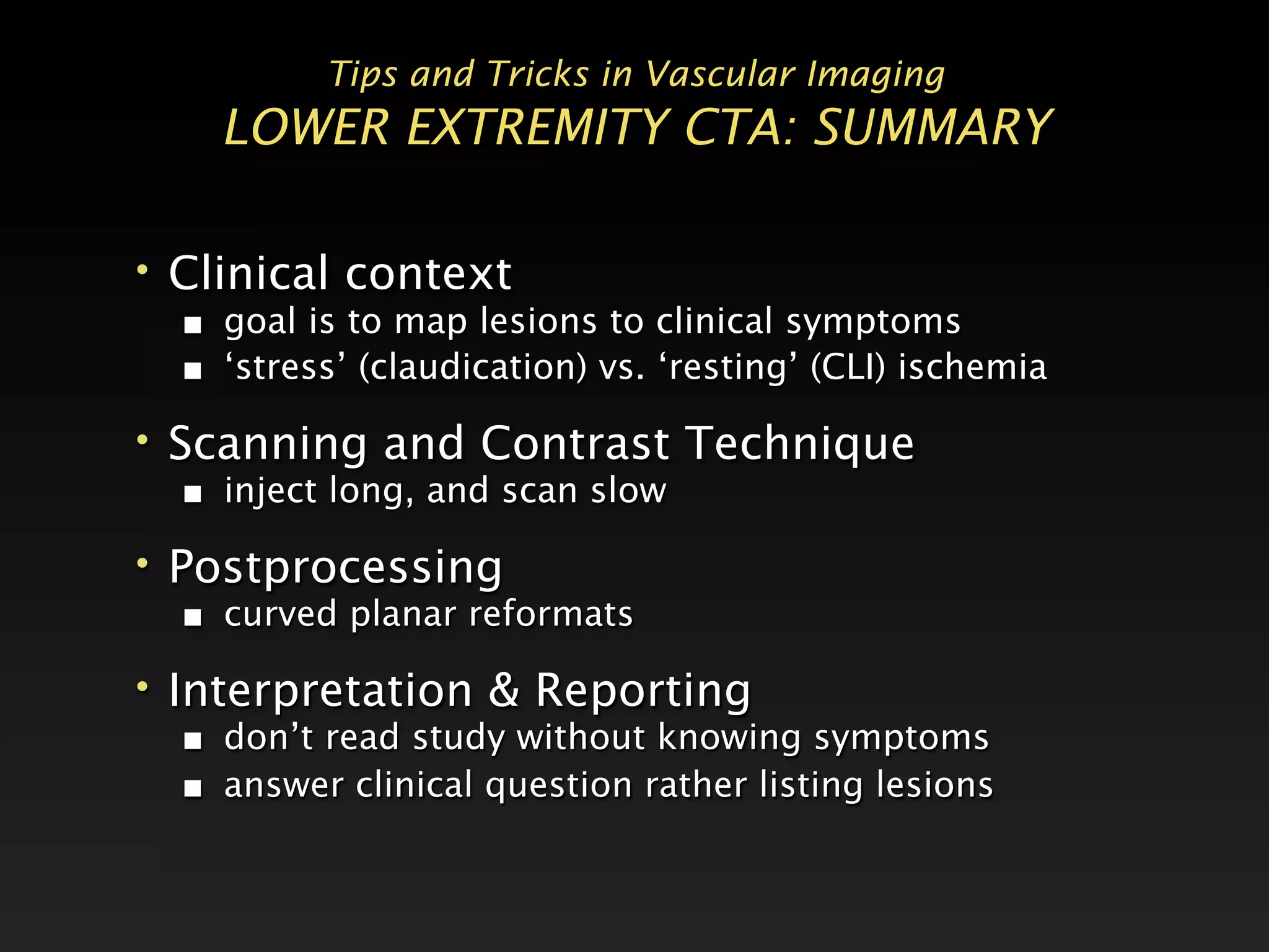 Tips and Tricks in Vascular Imaging (Lower Extremity CTA) | PDF