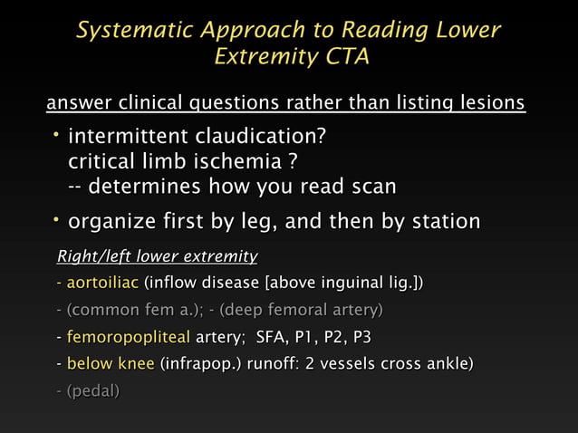 Tips and Tricks in Vascular Imaging (Lower Extremity CTA) | PPT
