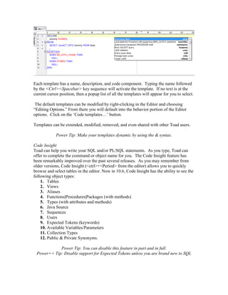 Tips and Tricks of Toad for Oracle 10.6 | PDF
