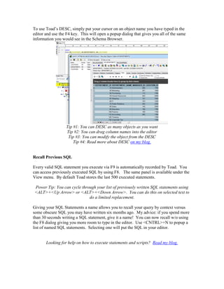 Tips and Tricks of Toad for Oracle 10.6 | PDF