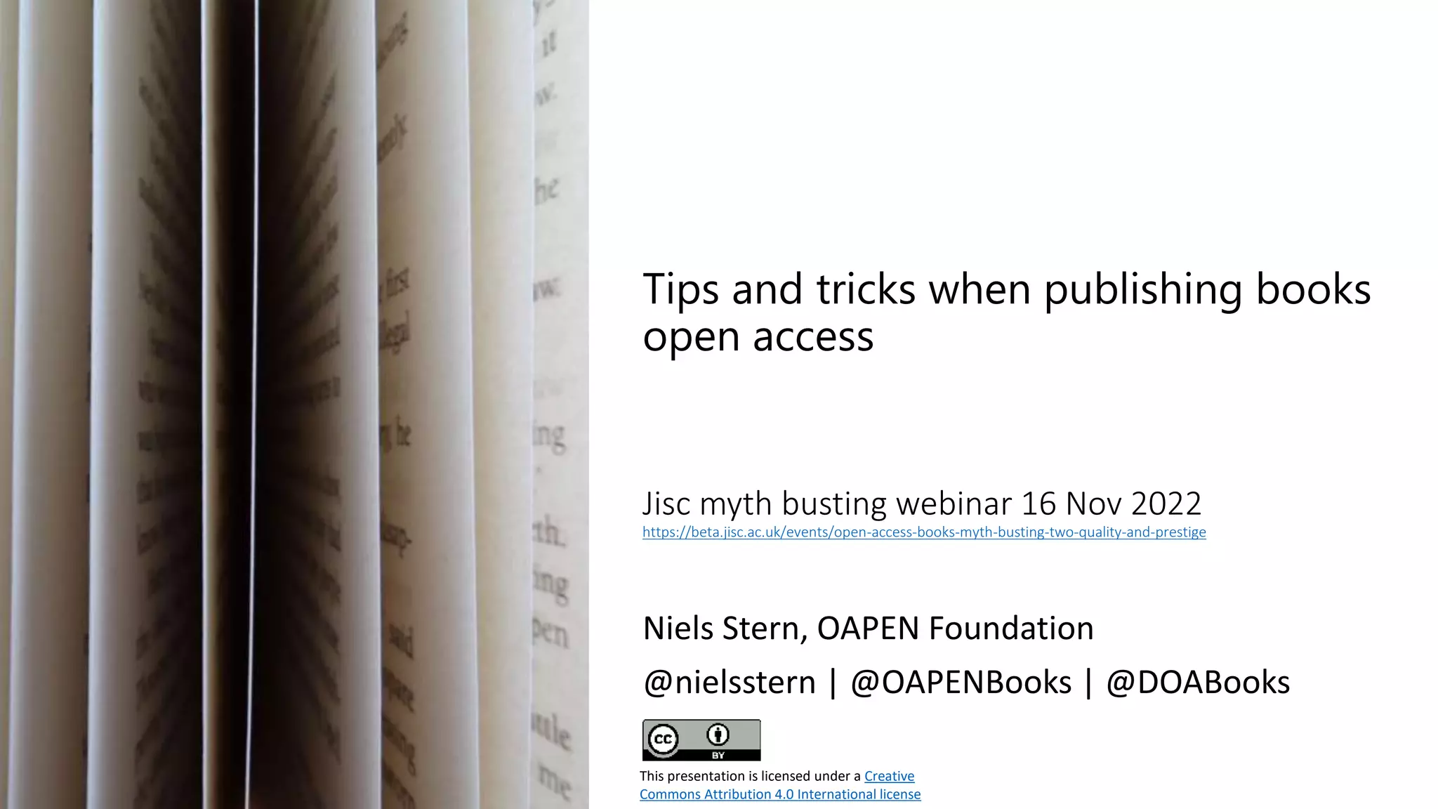 Tips and tricks when publishing books open access | PPT