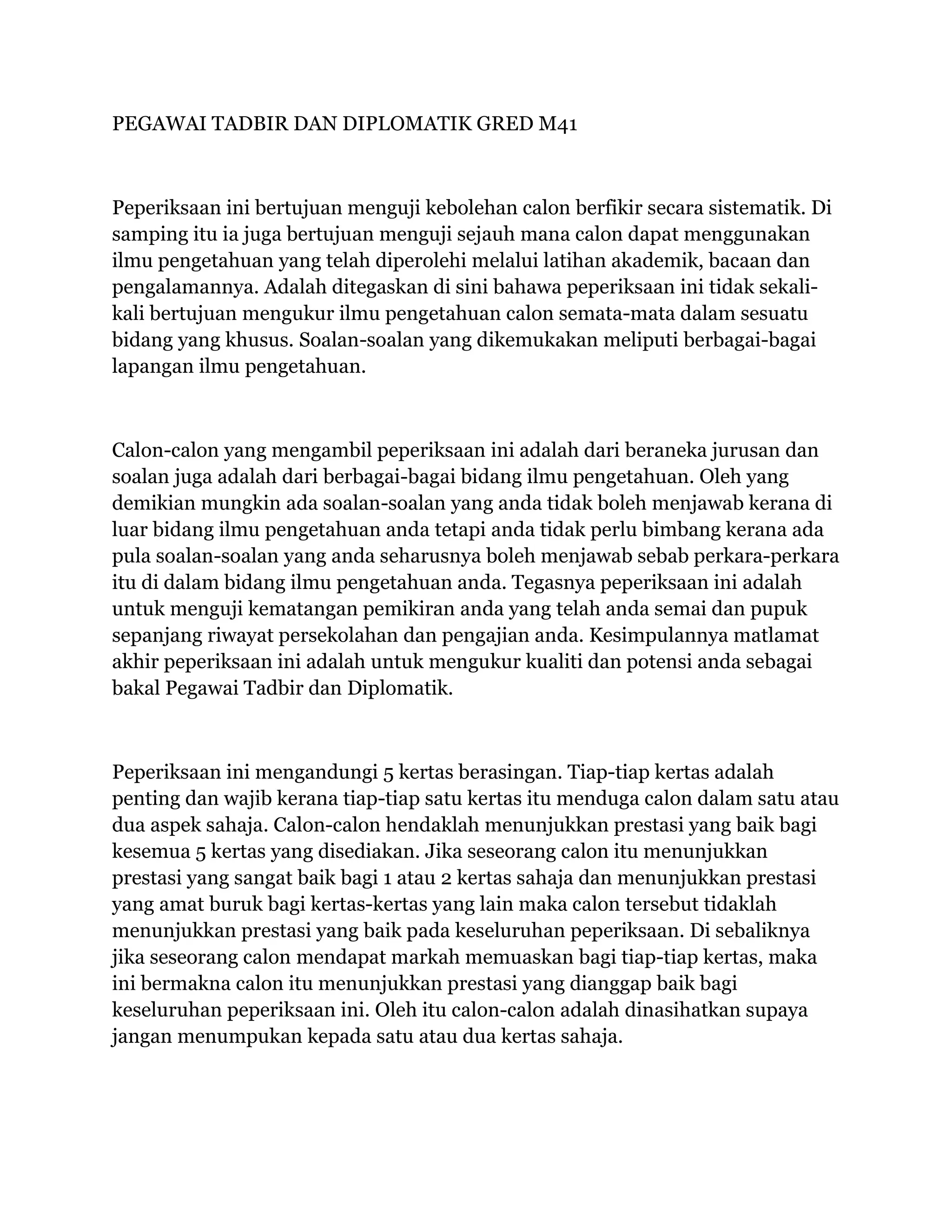 Tips Awal Peperiksaan exam PTD | PDF