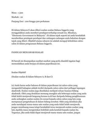 Tips Awal Peperiksaan exam PTD | PDF