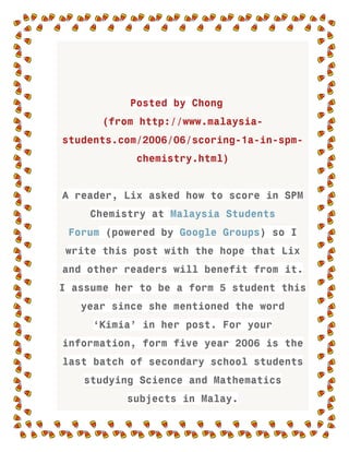 Tips cemerlang kimia latest | PDF