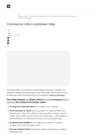 Coronavirus Life-in-Lockdown Help | PDF