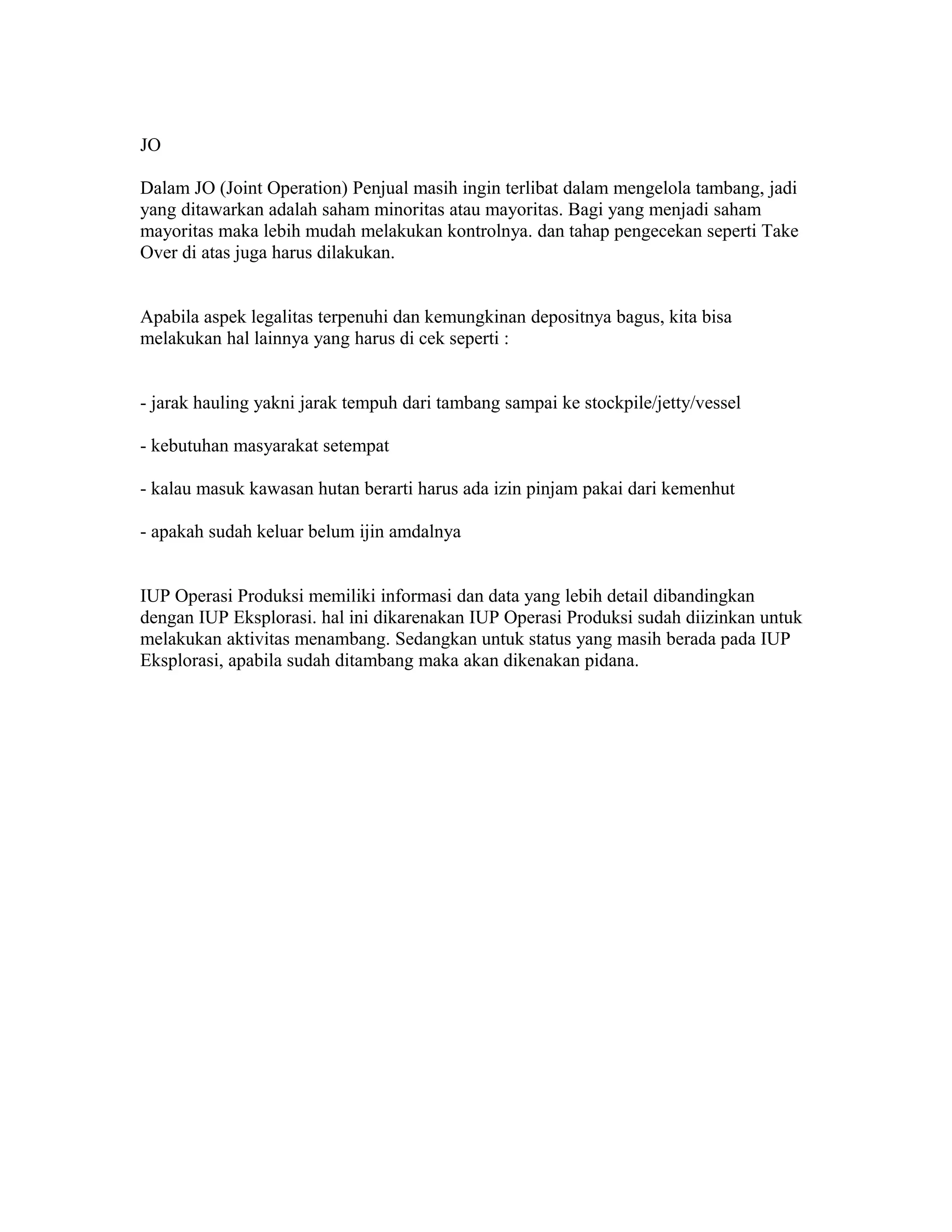 Tips dalam proses Take Over atau JO | DOC