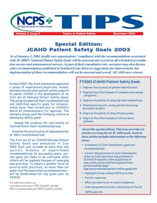 Topics in Patient Safety - 2003 (Initial) Joint Commission National ...