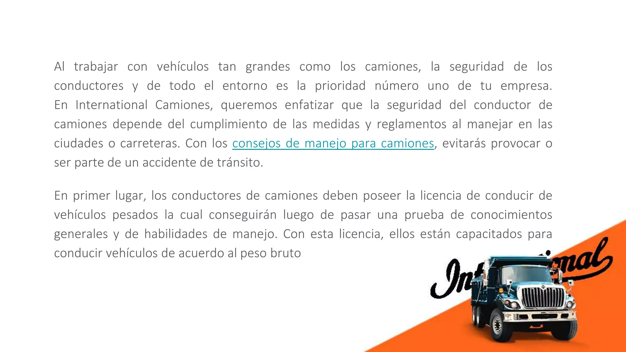 Tips de manejo seguro para camiones | PPTX
