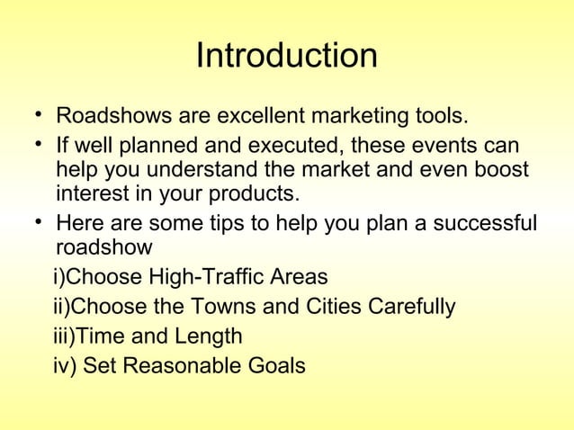 Tips for a successful roadshow | PPT