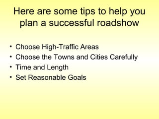 Tips for a successful roadshow | PPT