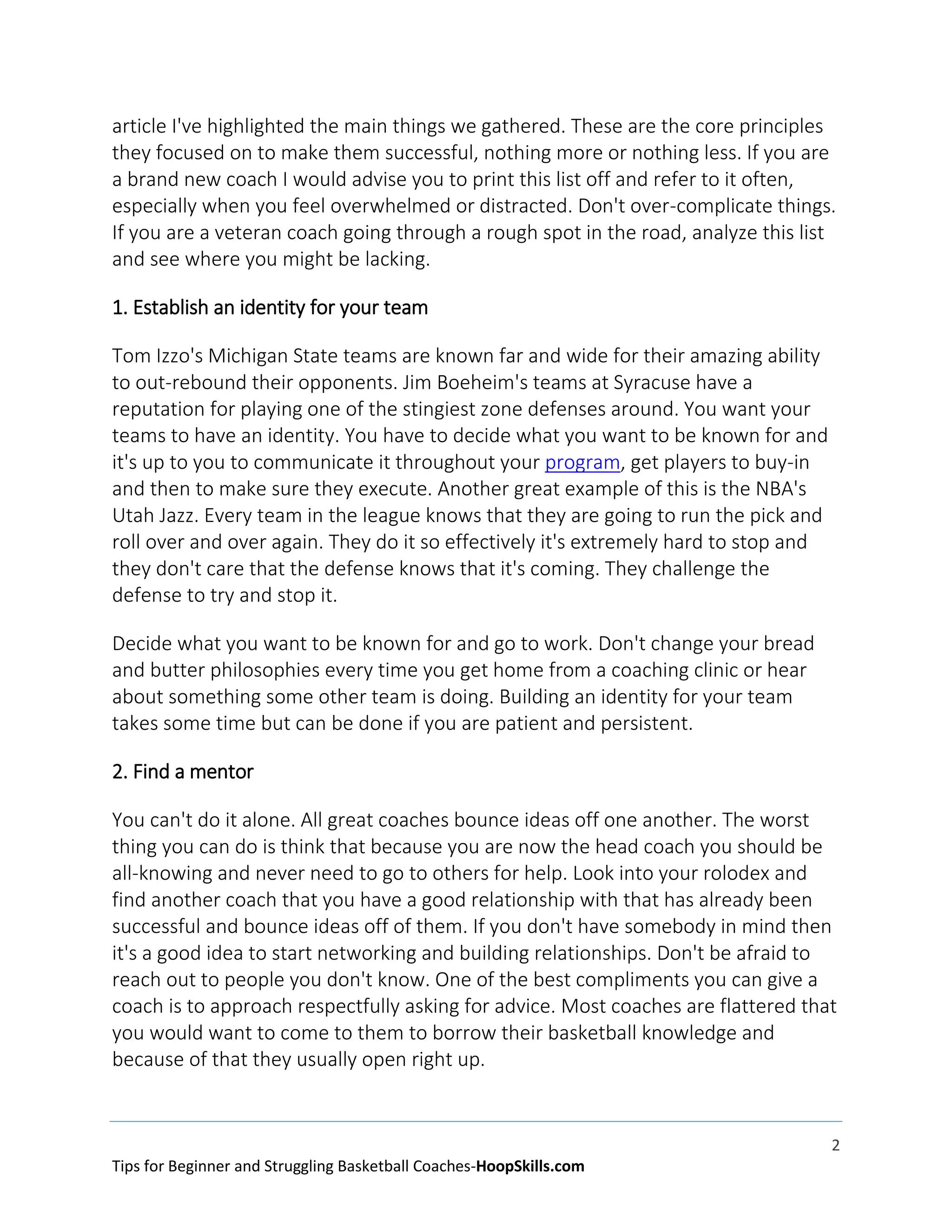 Tips for beginner and struggling basketball coaches | PDF