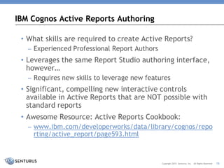 Tips for Beginning Cognos Report Studio Authors: Demonstration of ...