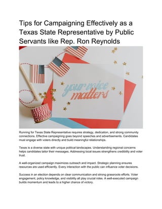 Tips for Campaigning Effectively as a Texas State Representative by ...