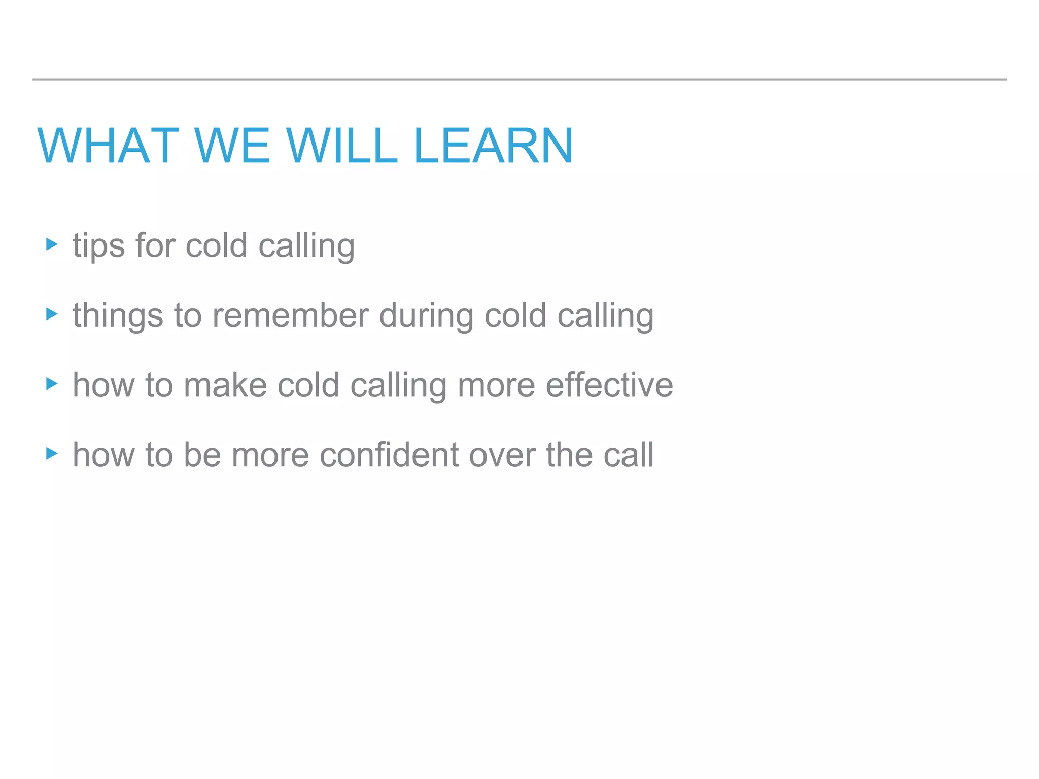 Tips for cold calling | PPT