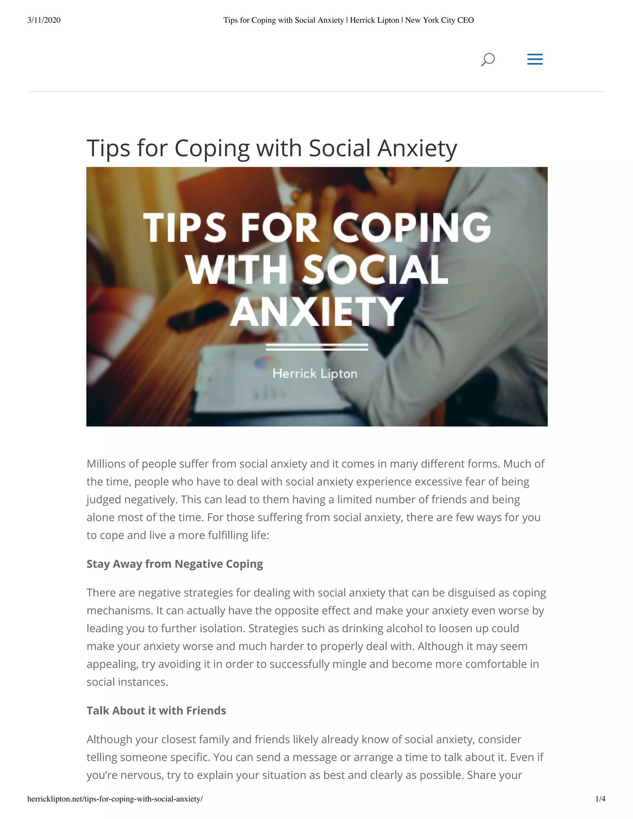 Tips for Coping with Social Anxiety | PDF | Mental Health | Diseases ...