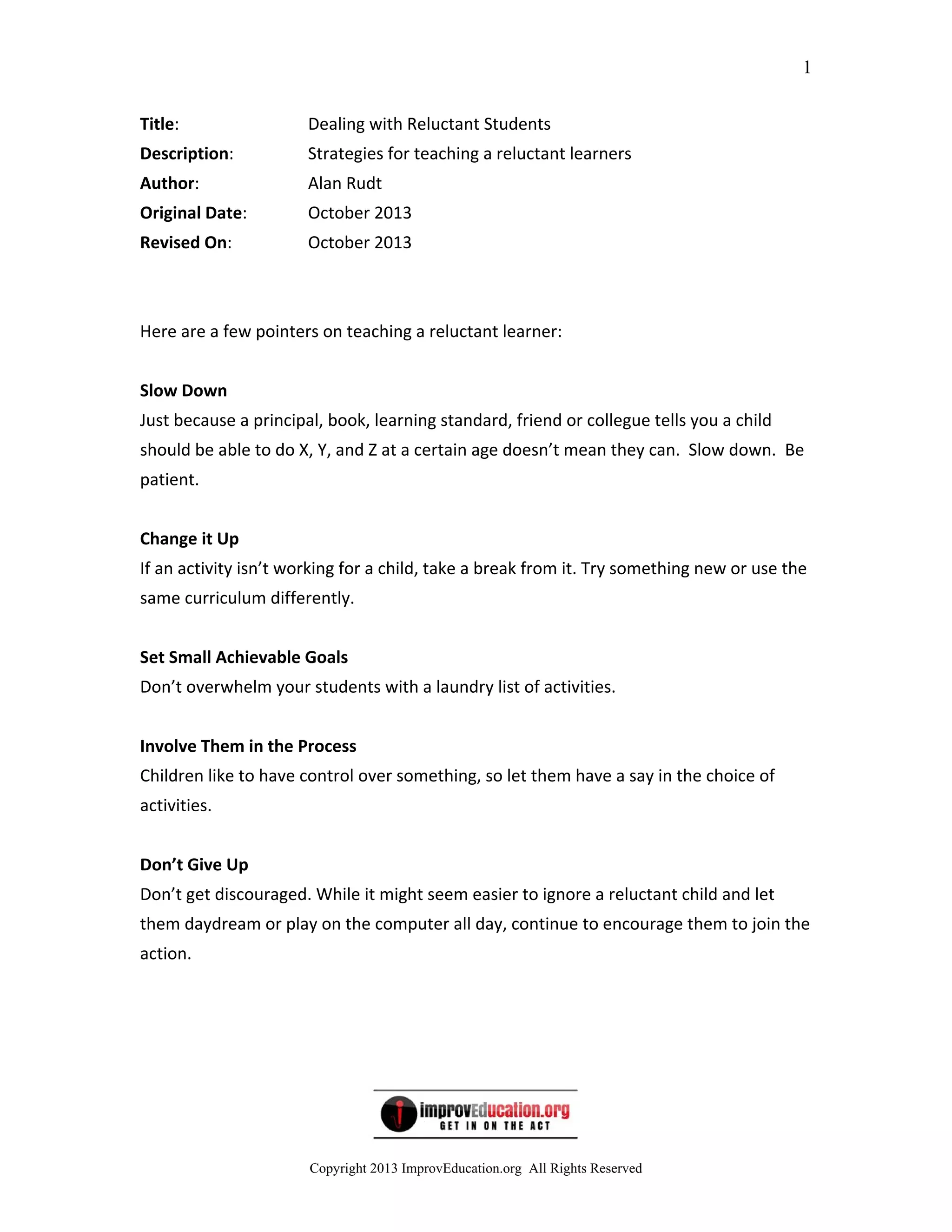 Tips for Dealing with Reluctant Students | PDF