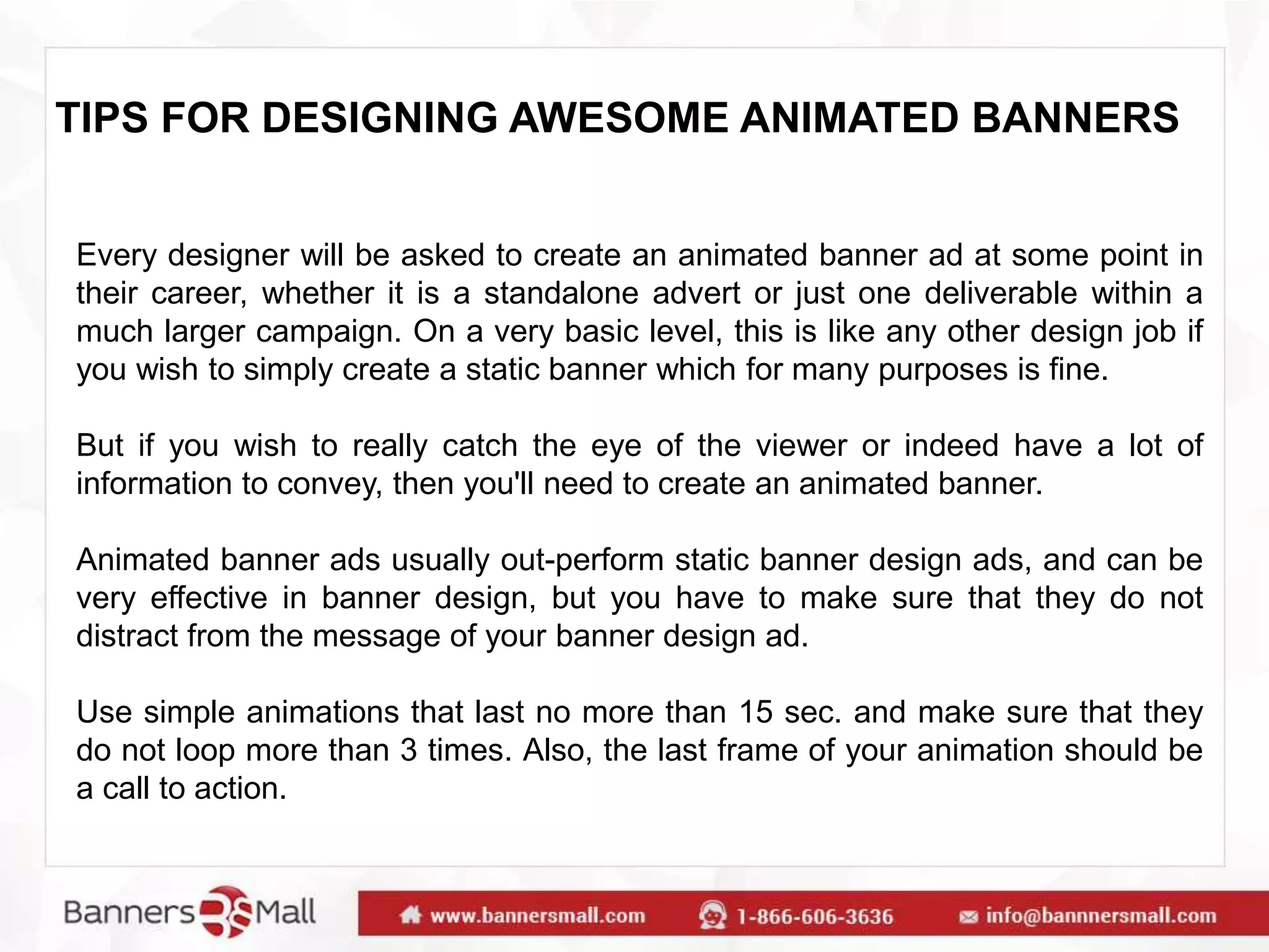 ANIMATED BANNERS DESIGNING TIPS | PPT | Free Download