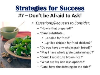 Tips for eating healthy when dining out | PPTX