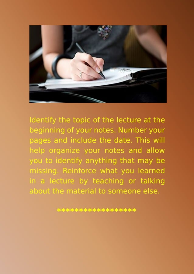 Tips for effective Note taking at Lectures | PDF