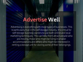 Tips for Entering the Self Storage Industry | PDF