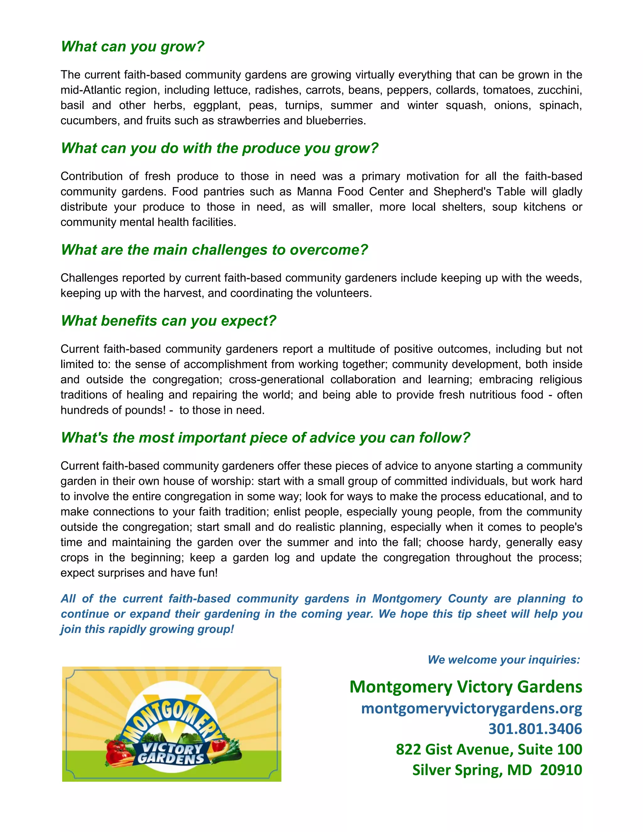 Tips for Starting Faith-Based Community Gardens | PDF