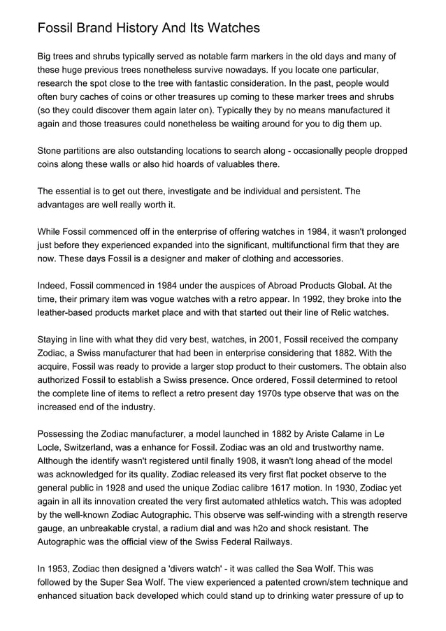 Fossil Brand History And Its Watches | PDF