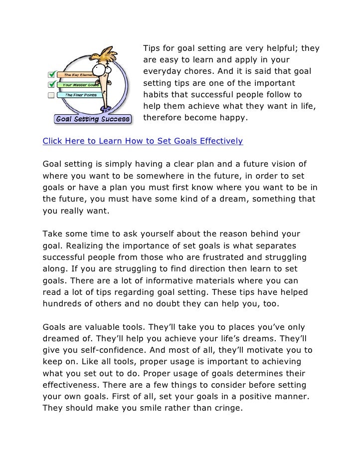 Tips For Goal Setting - Goal Setting Strategy