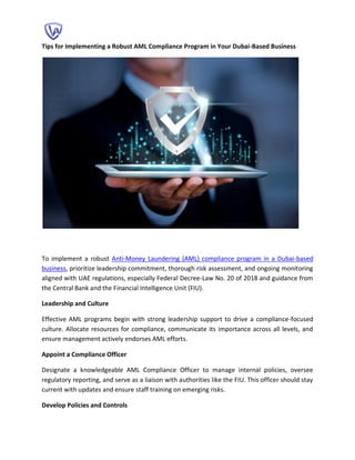 Tips for Implementing a Robust AML Compliance Program in Your Dubai | PDF