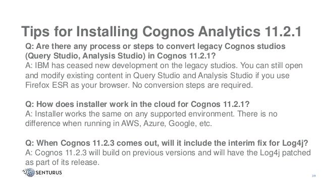 Tips for Installing Cognos Analytics 11.2.1x
