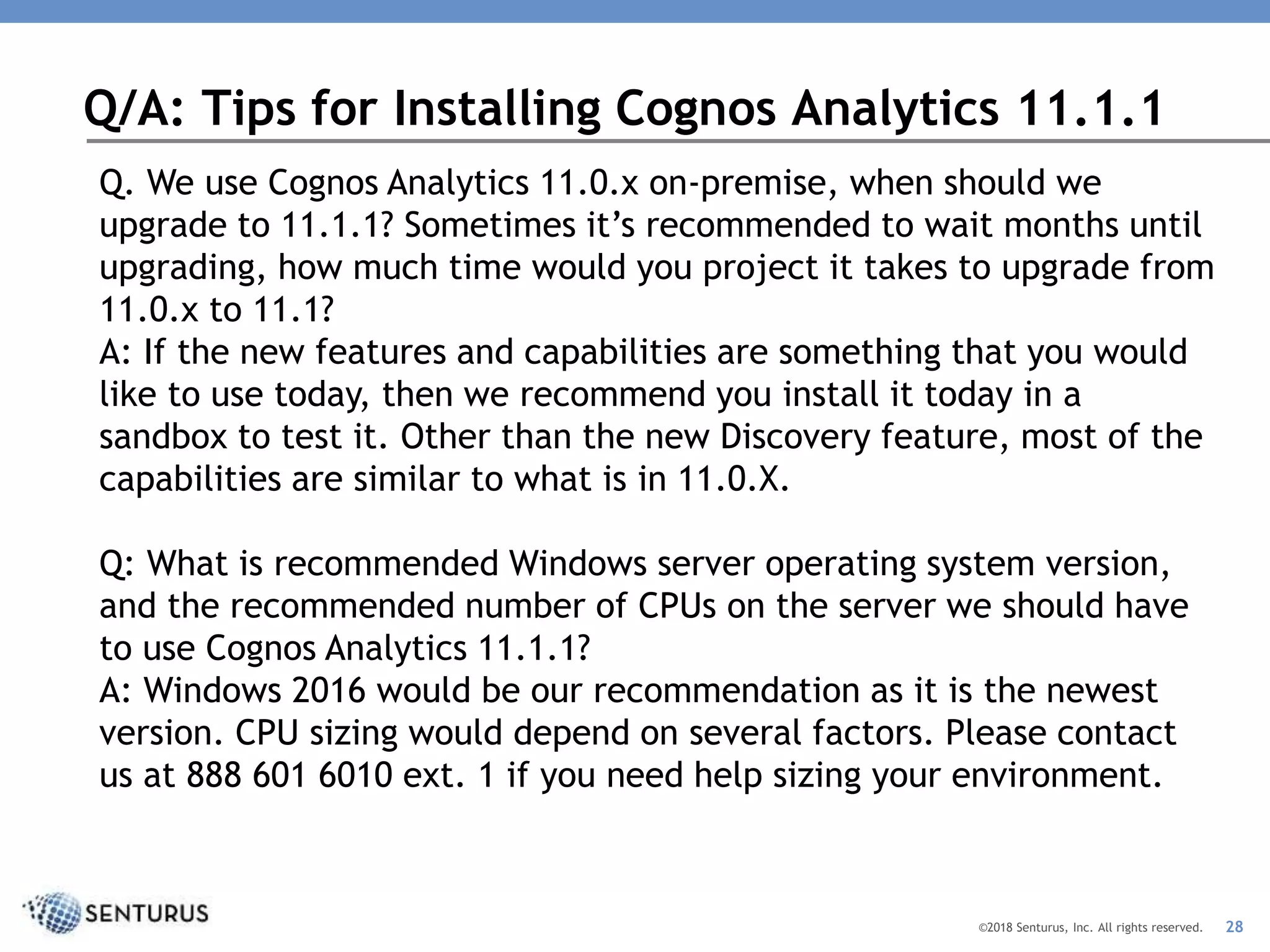 Tips for Installing Cognos Analytics 11.1.1 | PPTX