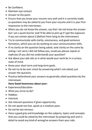 Tips for interview preparation.docx | Resume Writing and Advice | Job ...