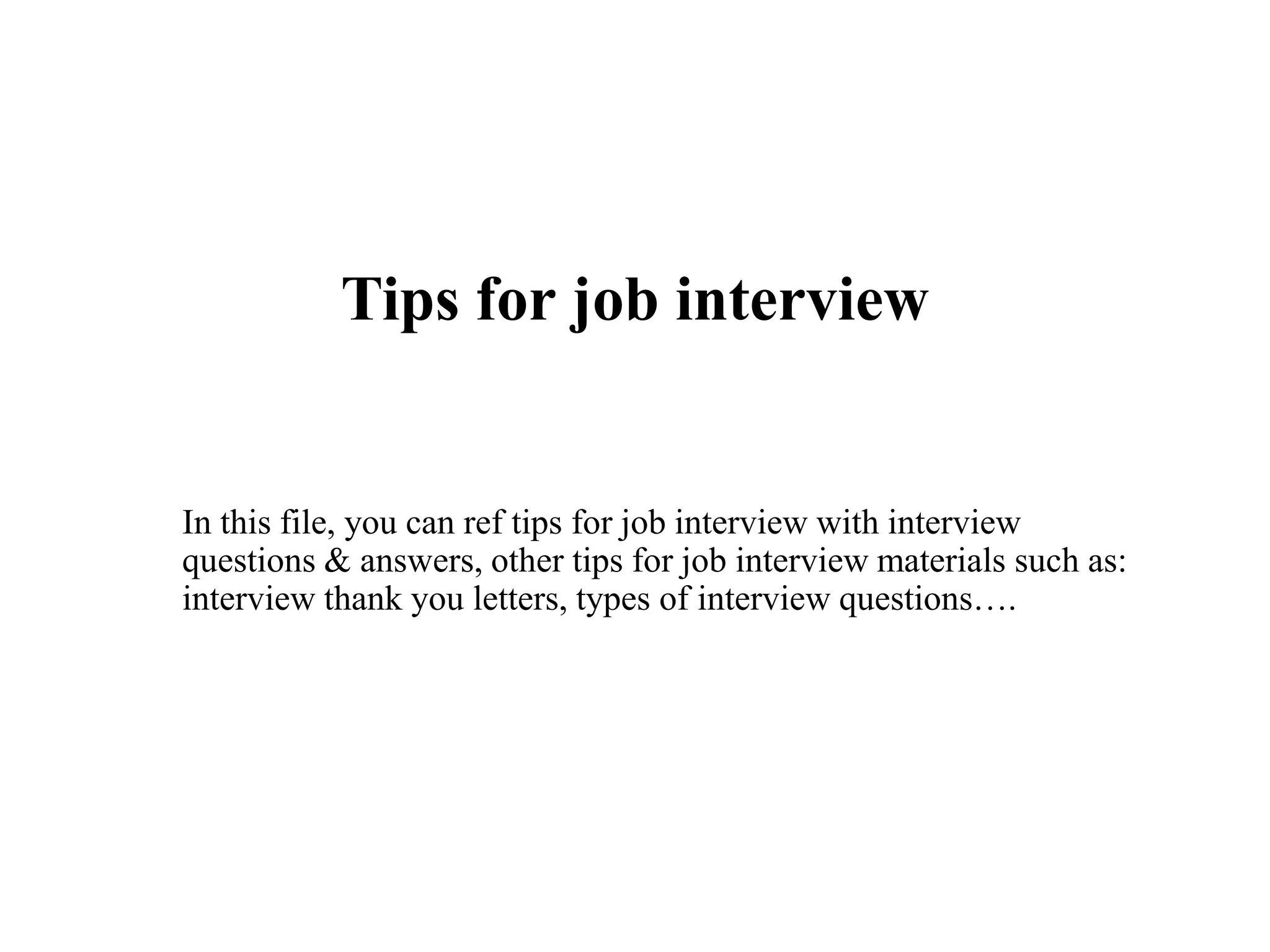Tips for job interview | PPTX