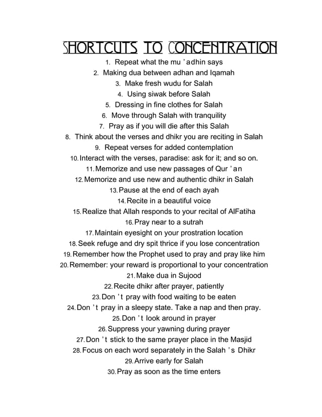 Tips For Khushu | PDF