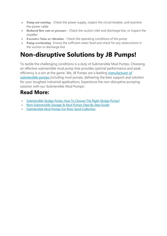 Tips For Maintenance and Operation of Submersible Mud Pumps | PDF ...