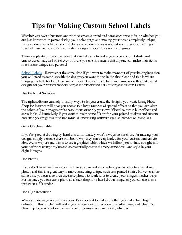 Tips for making custom school labels