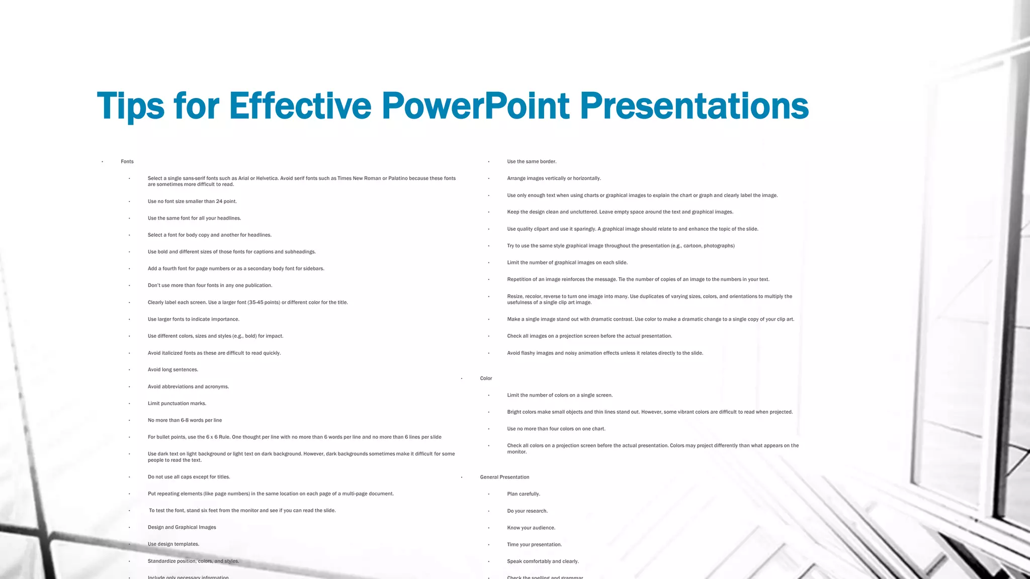 Tips for making effective power point presentations | PPTX