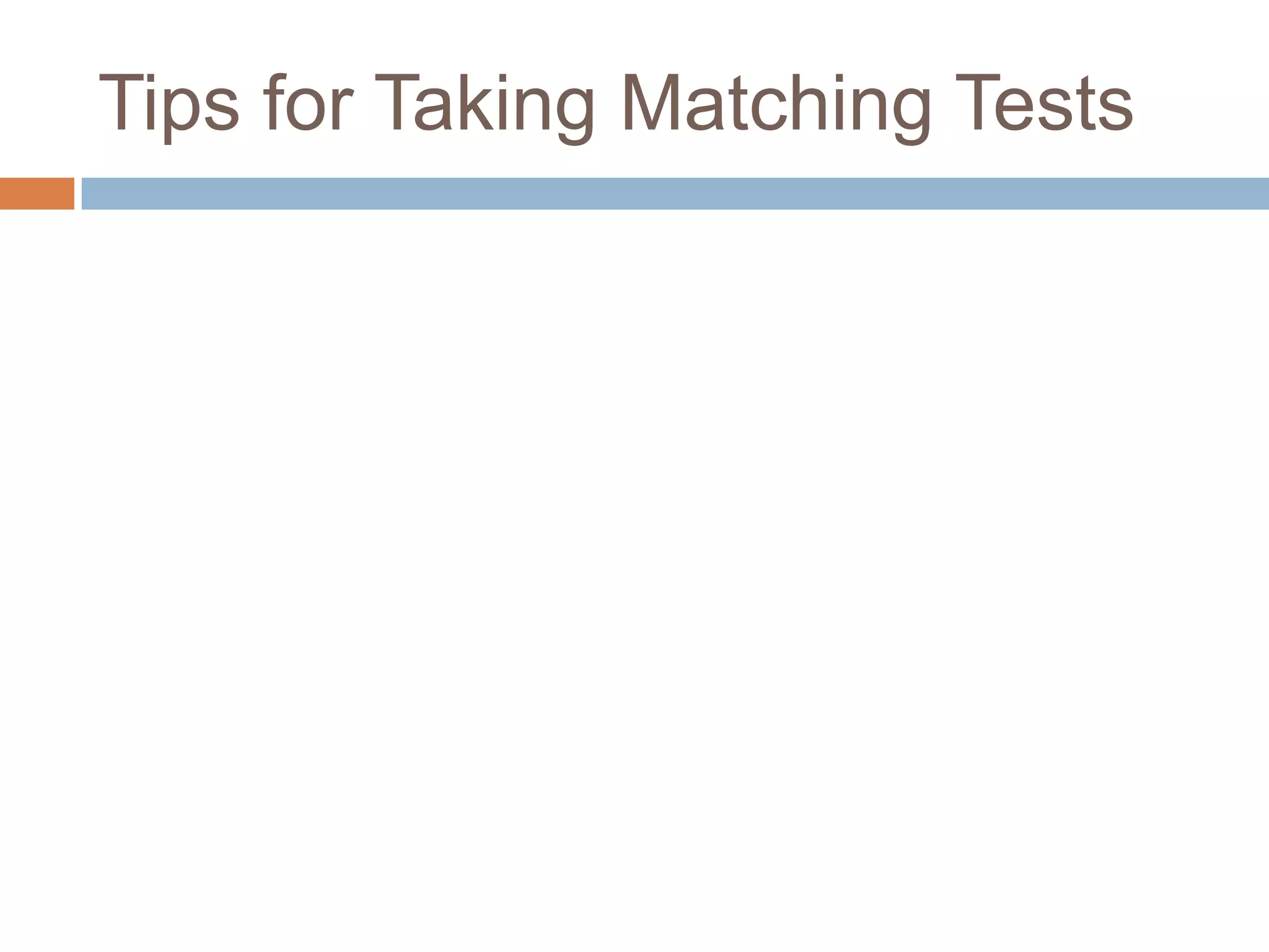 Tips for matching tests | PPTX