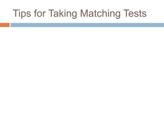 Tips for matching tests | PPTX
