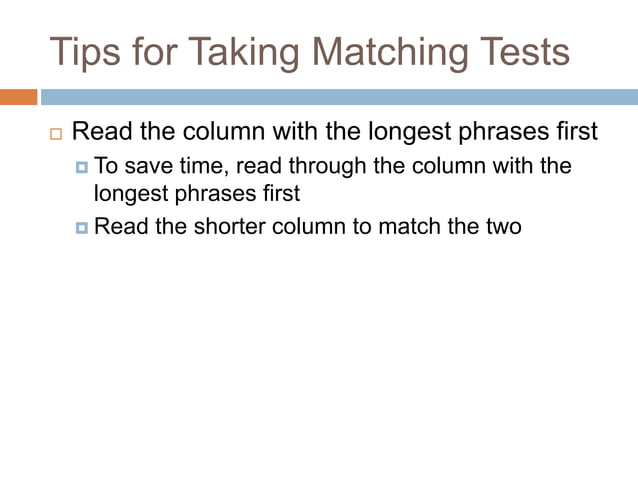 Tips for matching tests | PPTX