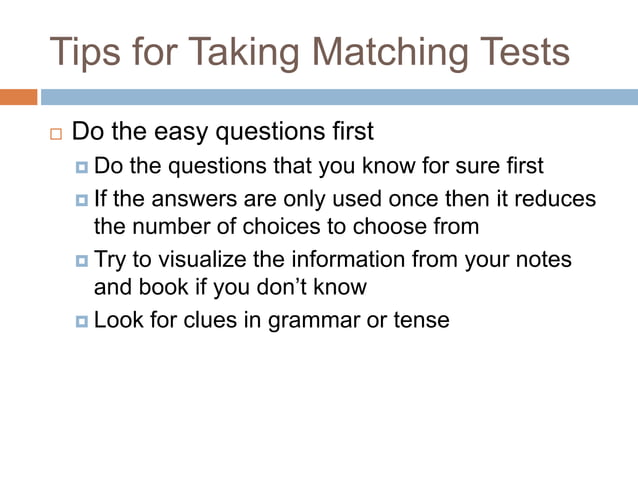 Tips for matching tests | PPTX