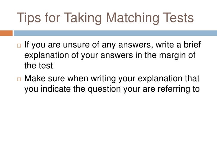 Tips for matching tests