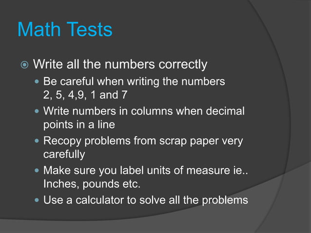 Tips for math tests | PPTX