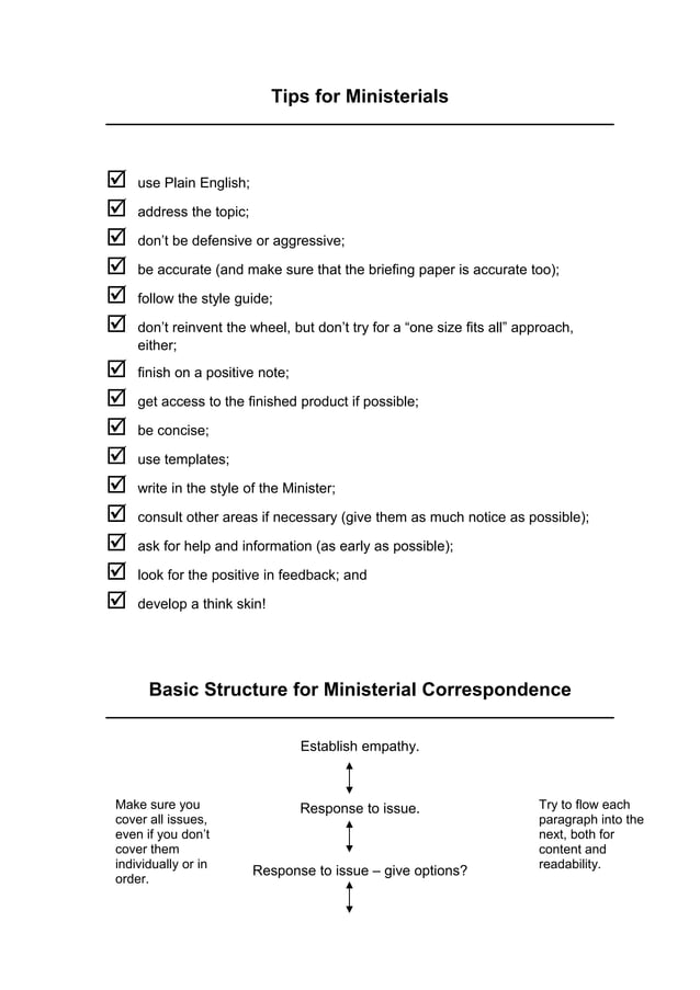 Tips for Writing Ministerial Correspondence | DOC