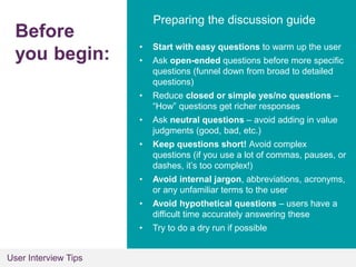 Tips for moderating one-on-one user interviews | PPT